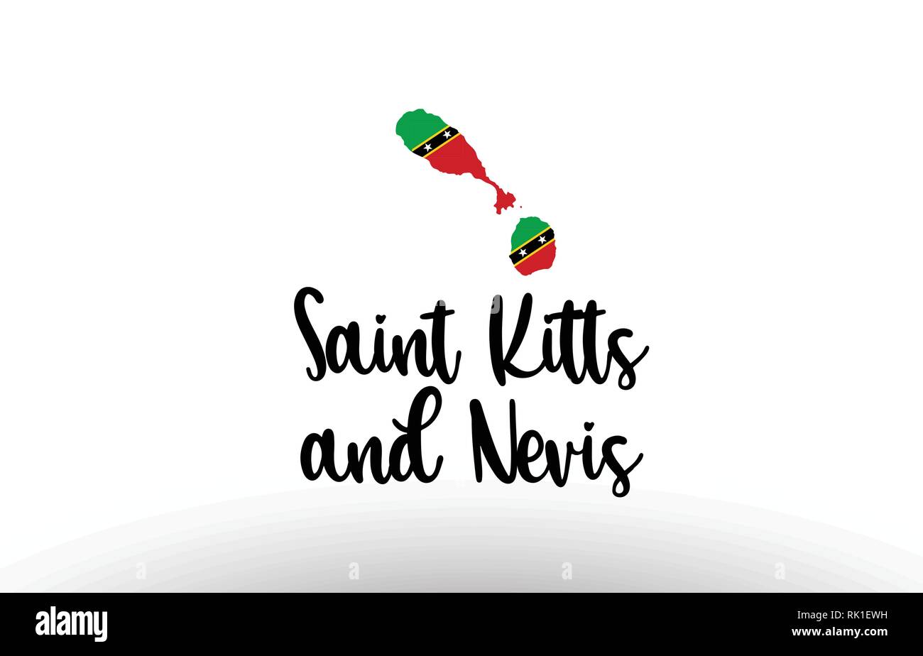 Saint Kitts and Nevis country big text with flag inside map suitable ...