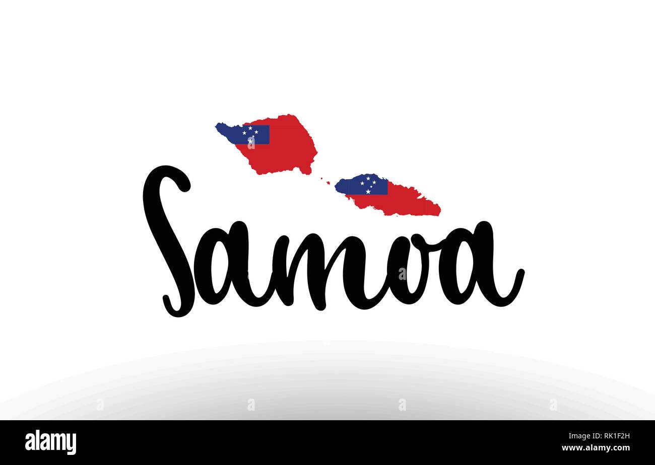 Samoa country big text with flag inside map suitable for a logo icon ...
