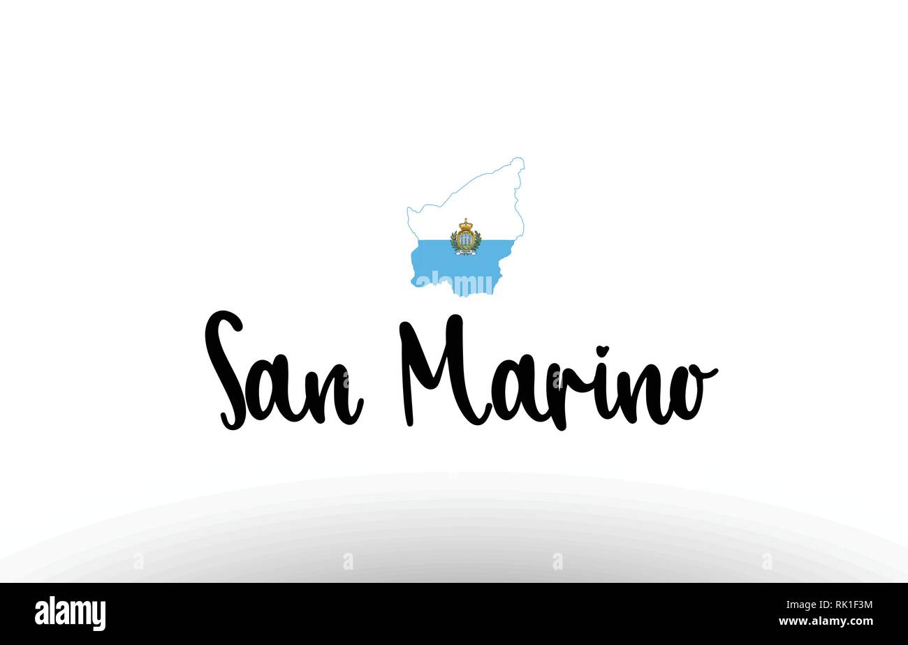 San Marino country big text with flag inside map suitable for a logo ...
