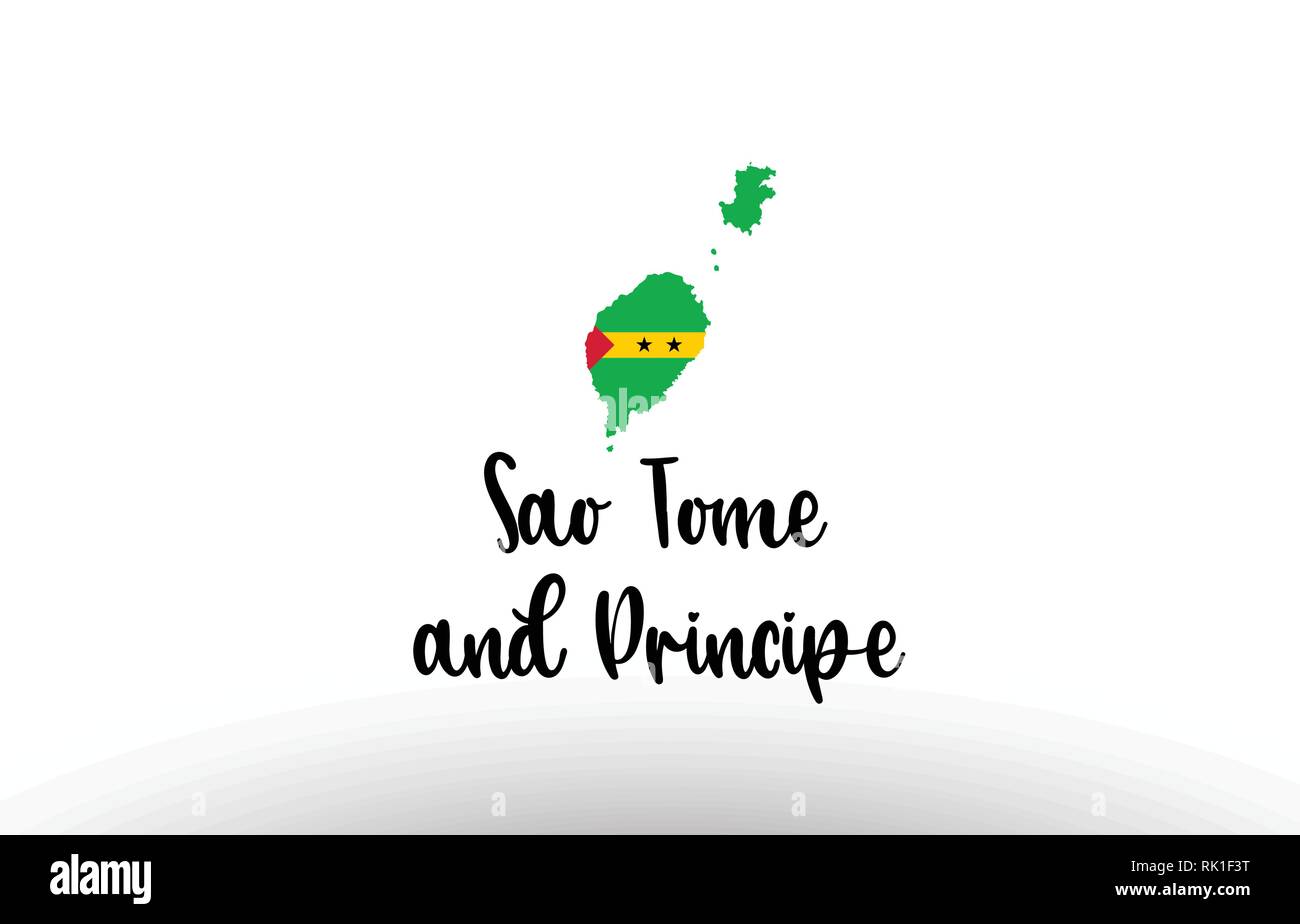 Sao Tome and Principe country big text with flag inside map suitable ...