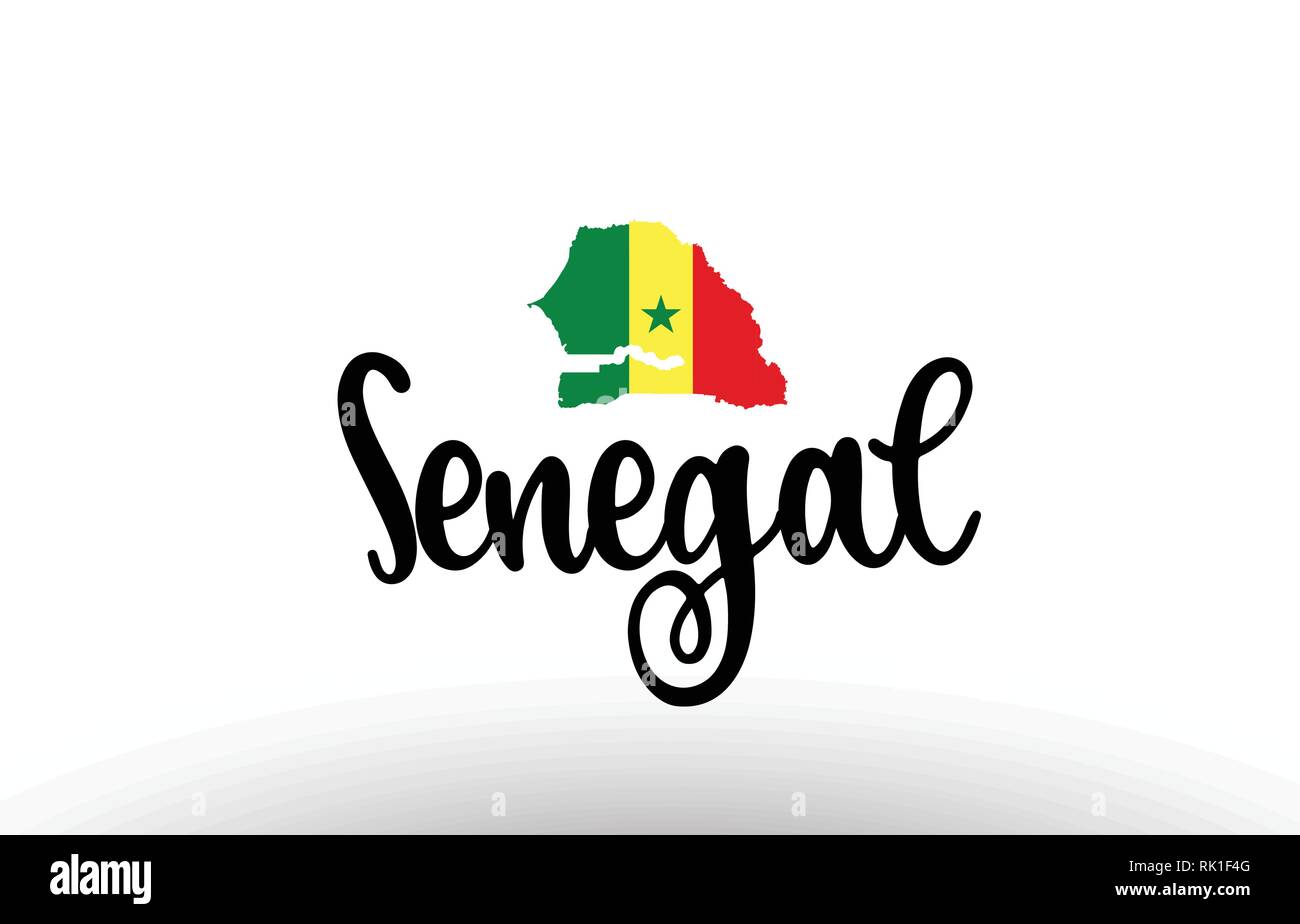 Senegal country big text with flag inside map suitable for a logo icon ...