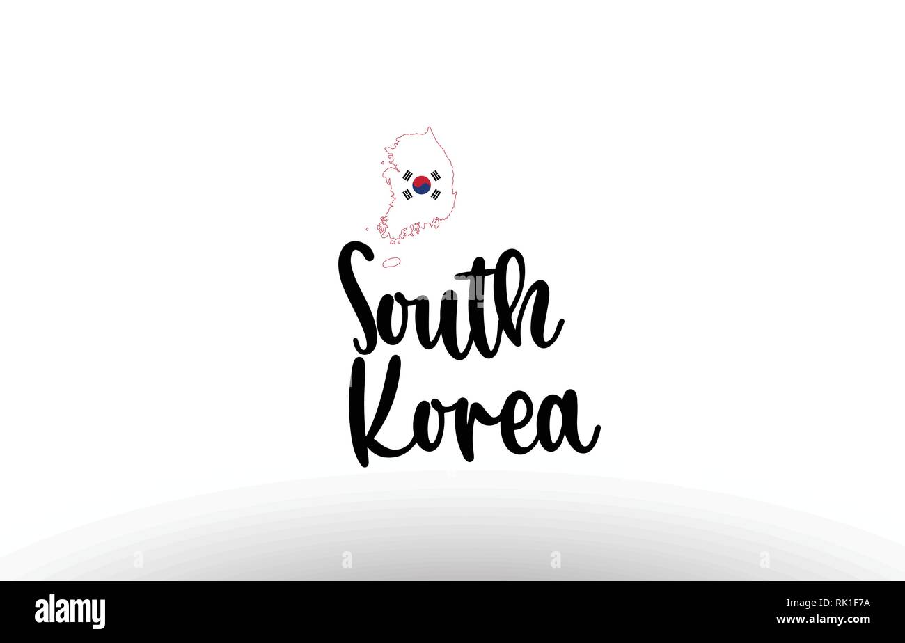 South Korea country big text with flag inside map suitable for a logo ...