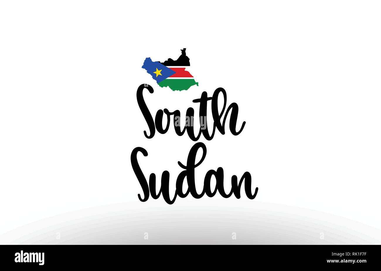 South Sudan country big text with flag inside map suitable for a logo ...