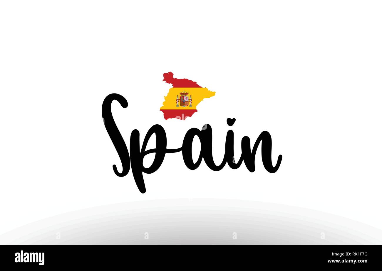 Spain country big text with flag inside map suitable for a logo icon ...