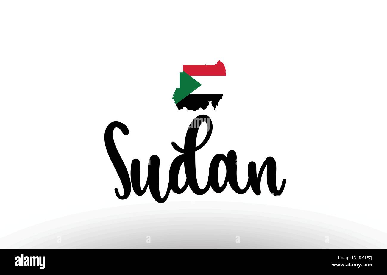Sudan country big text with flag inside map suitable for a logo icon ...