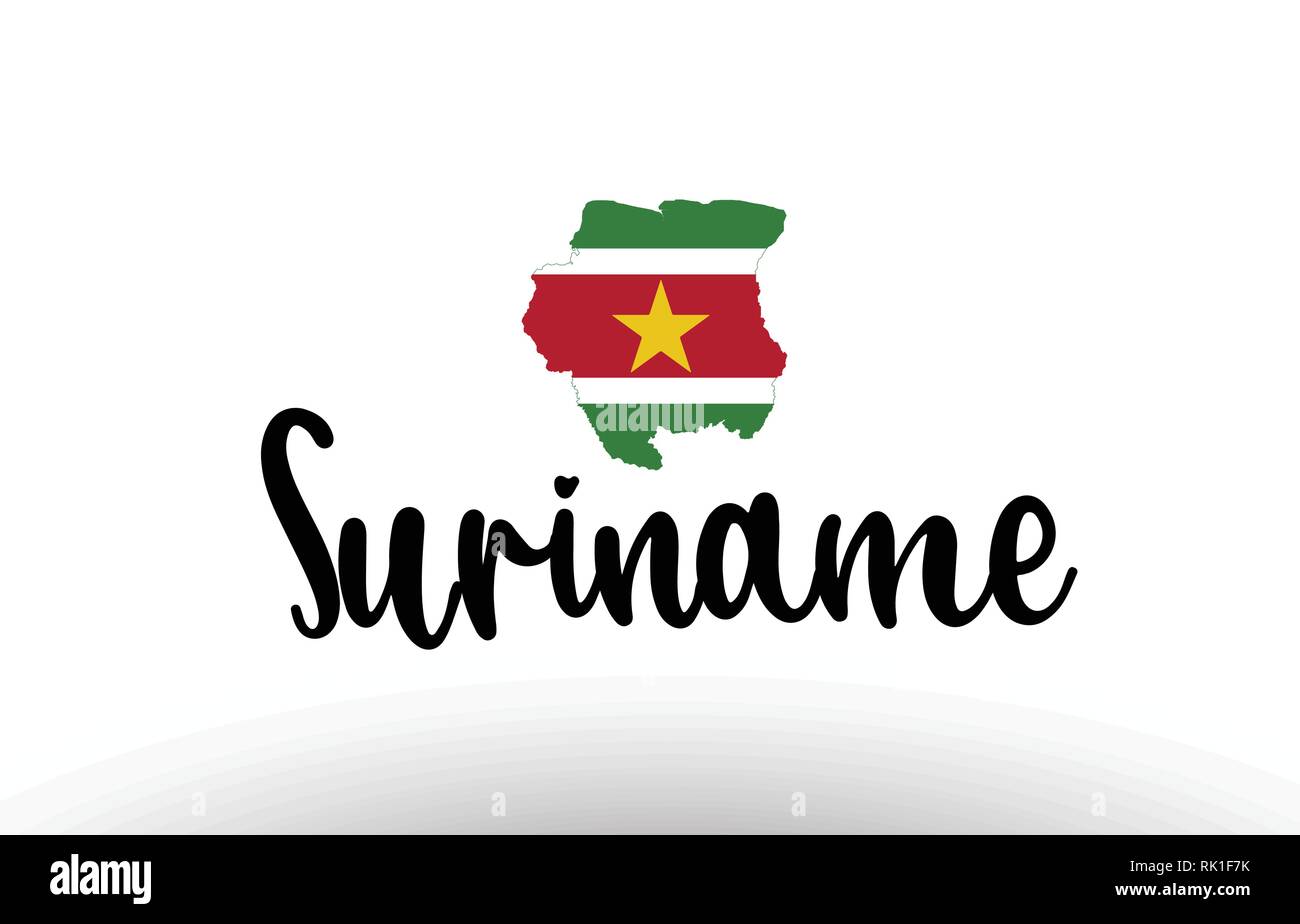 Suriname country big text with flag inside map suitable for a logo icon ...