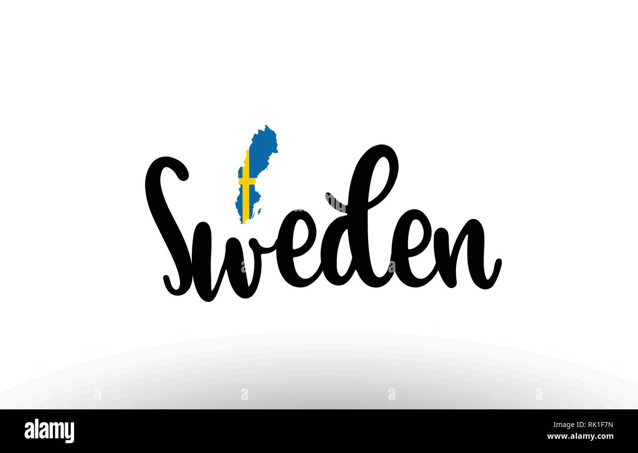 Sweden country big text with flag inside map suitable for a logo icon ...