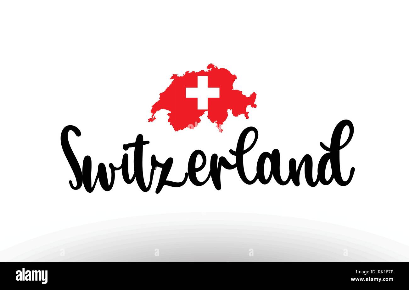 Switzerland country big text with flag inside map suitable for a logo ...