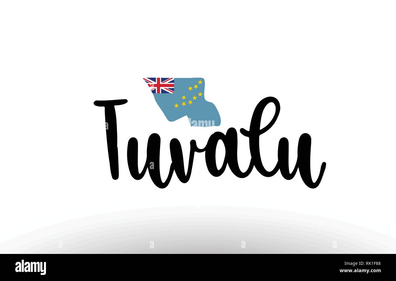 Tuvalu country big text with flag inside map suitable for a logo icon ...
