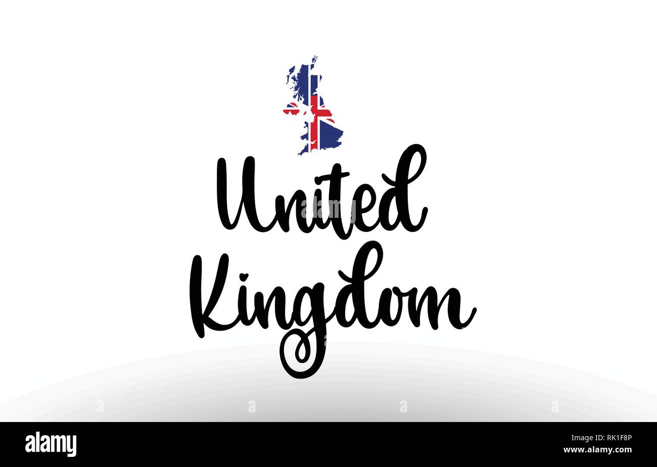 United Kingdom UK country big text with flag inside map suitable for a ...