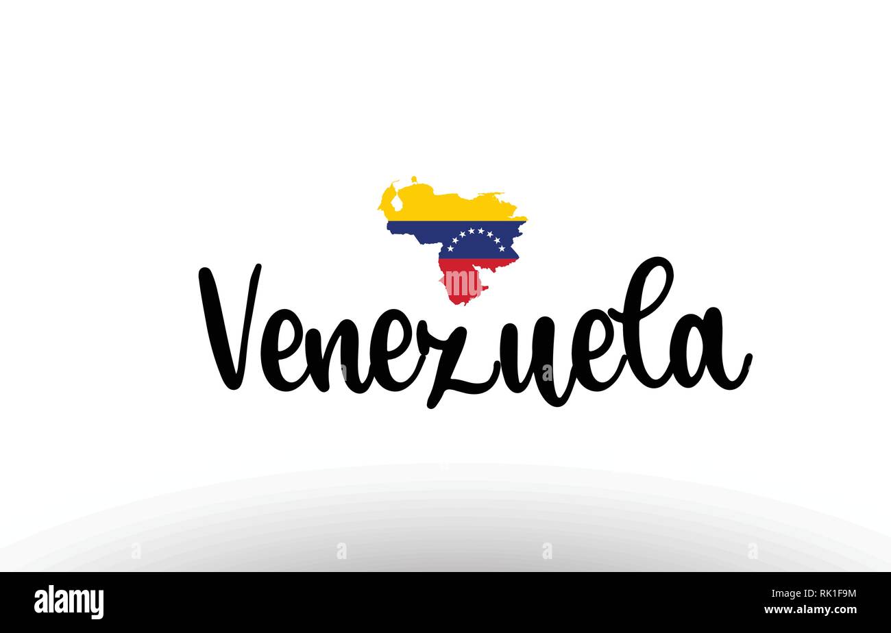 Venezuela country big text with flag inside map suitable for a logo ...
