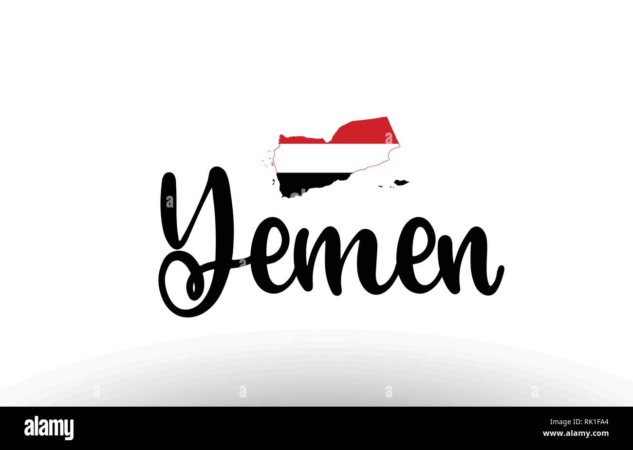 Yemen country big text with flag inside map suitable for a logo icon ...