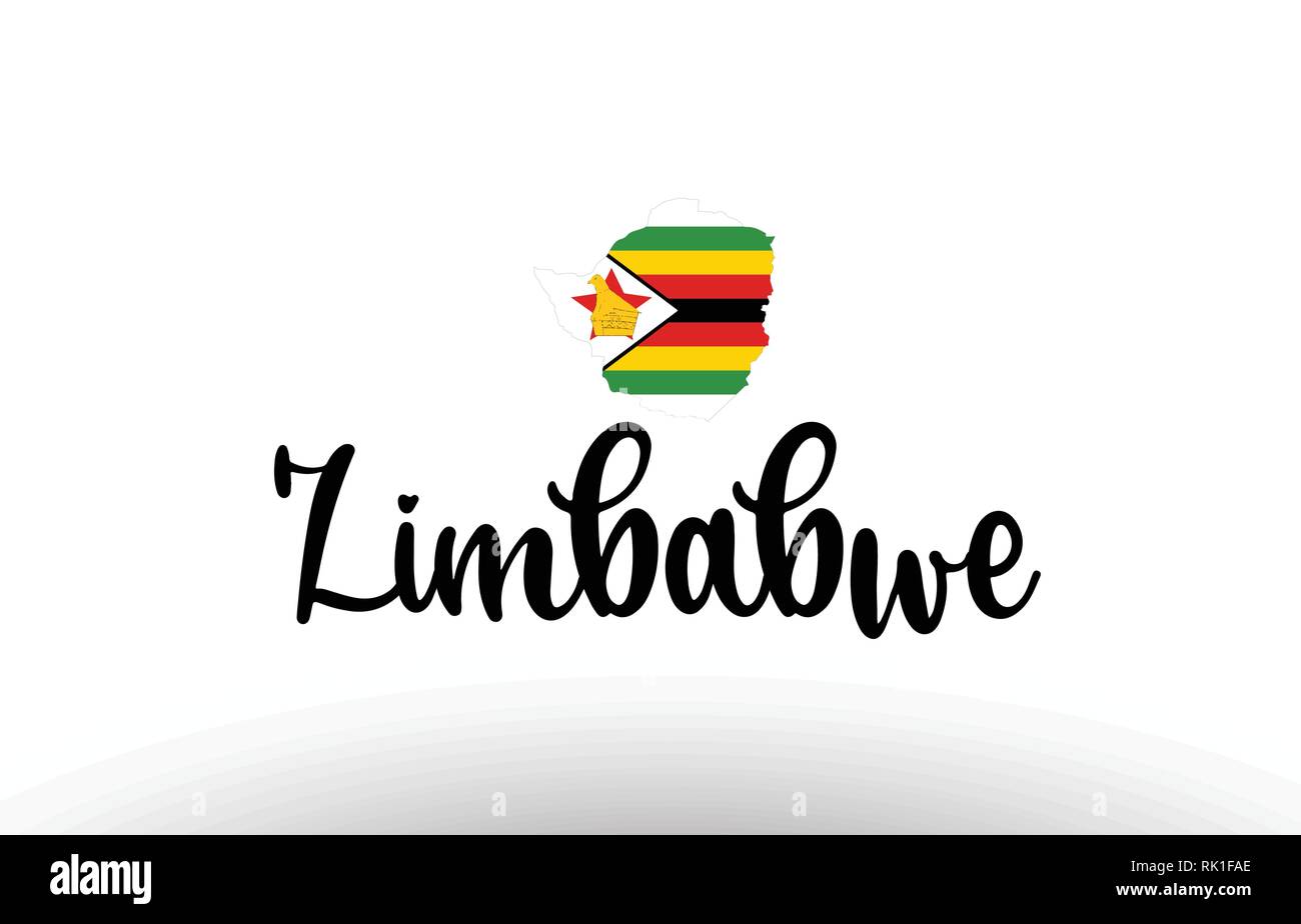 Zimbabwe country big text with flag inside map suitable for a logo icon ...