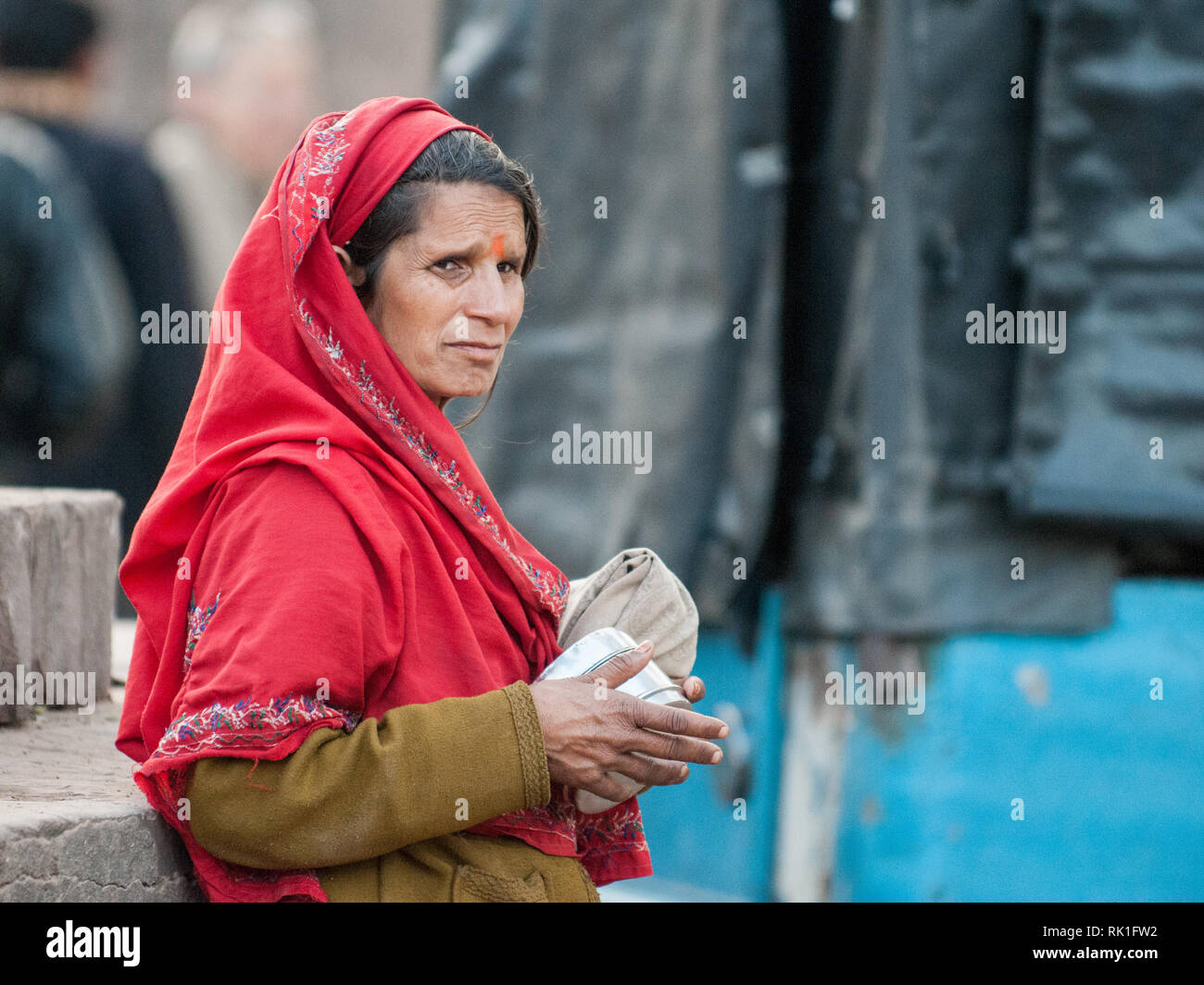 Portrait of a Rajasthani woman in Ranthambore. Rajasthani people are ...