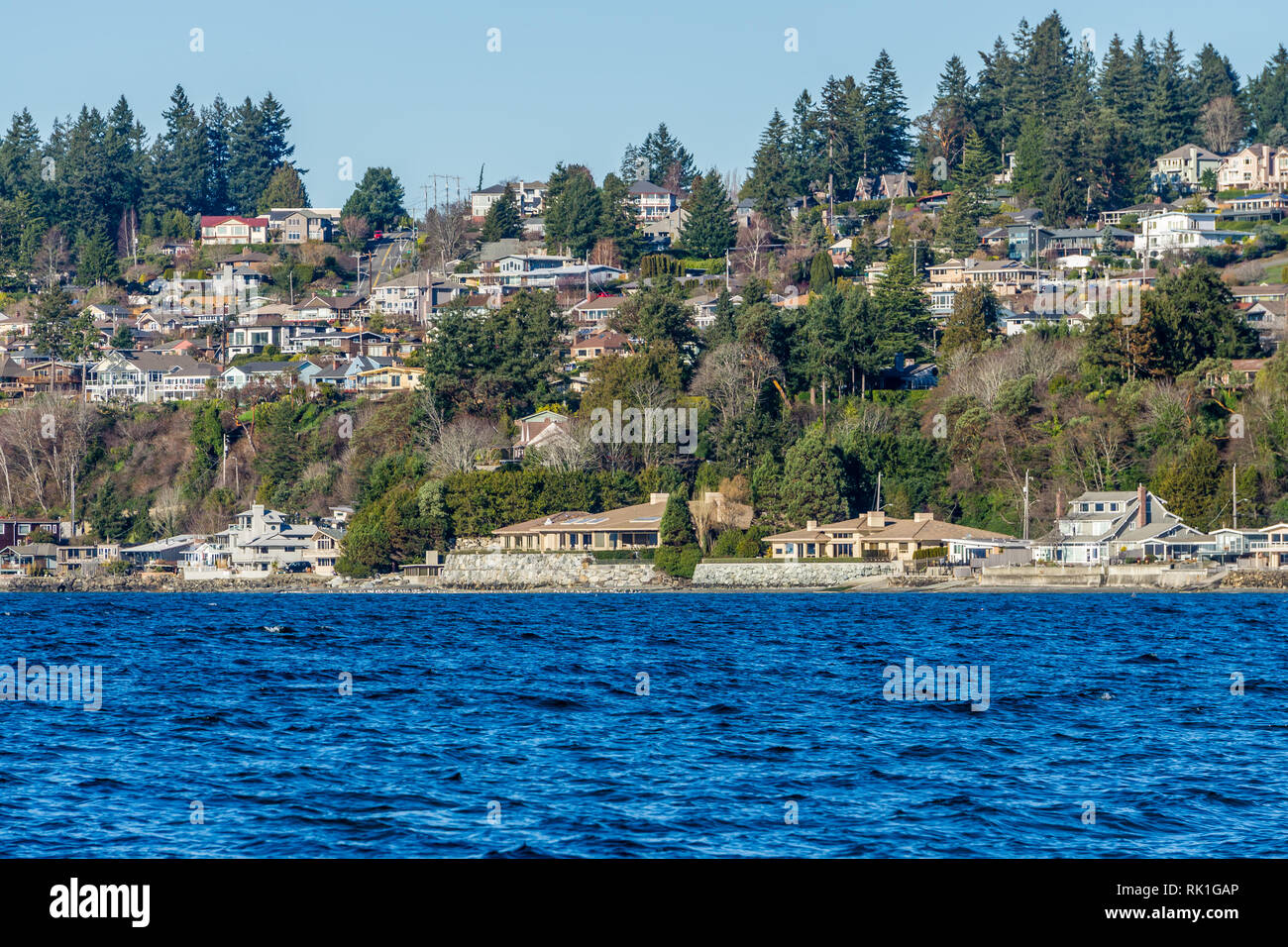 Waterfront homes in the Shorewood area of Burien, Washington Stock ...