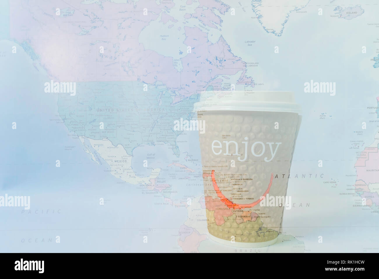Smile and enjoys travels to America map Stock Photo - Alamy