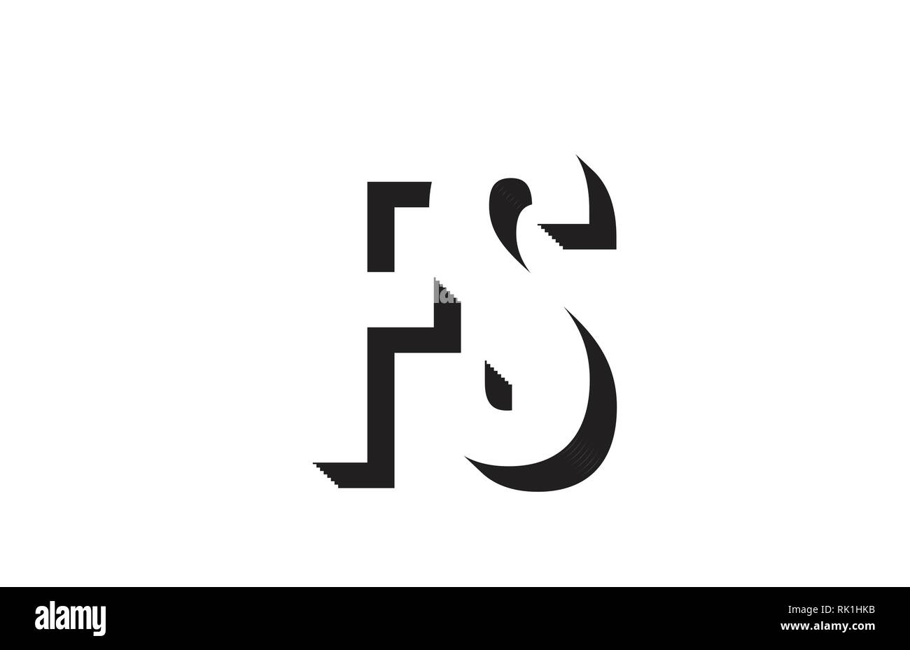 Black and white fs f s alphabet letter combination suitable as a logo ...
