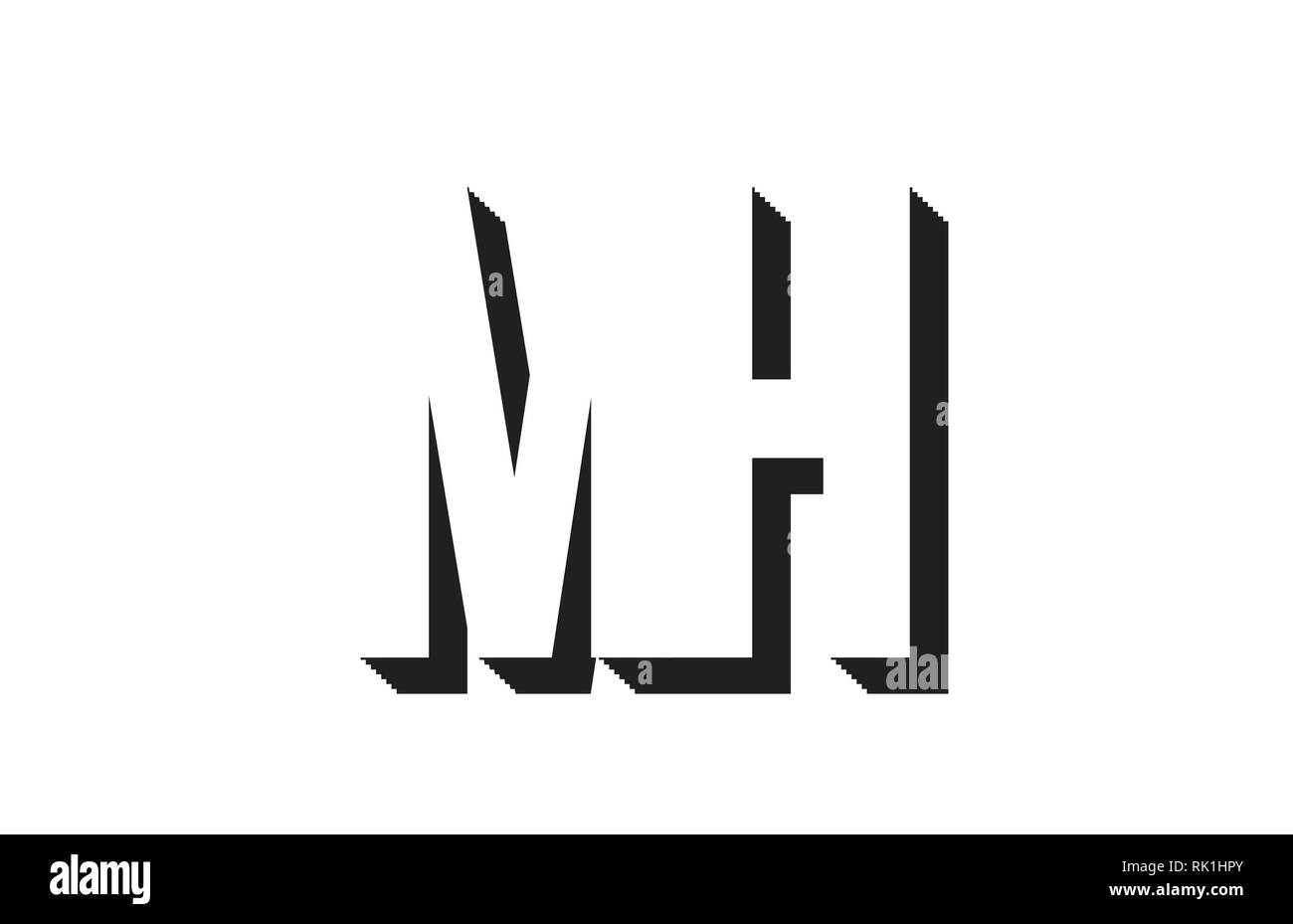 Black and white mh m h alphabet letter combination suitable as a logo ...