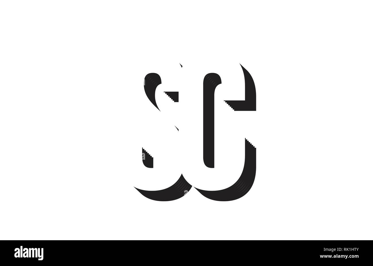 Black and white sc s c alphabet letter combination suitable as a logo ...