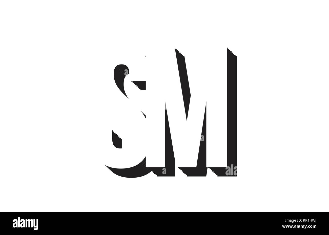 Black and white sm s m alphabet letter combination suitable as a logo ...