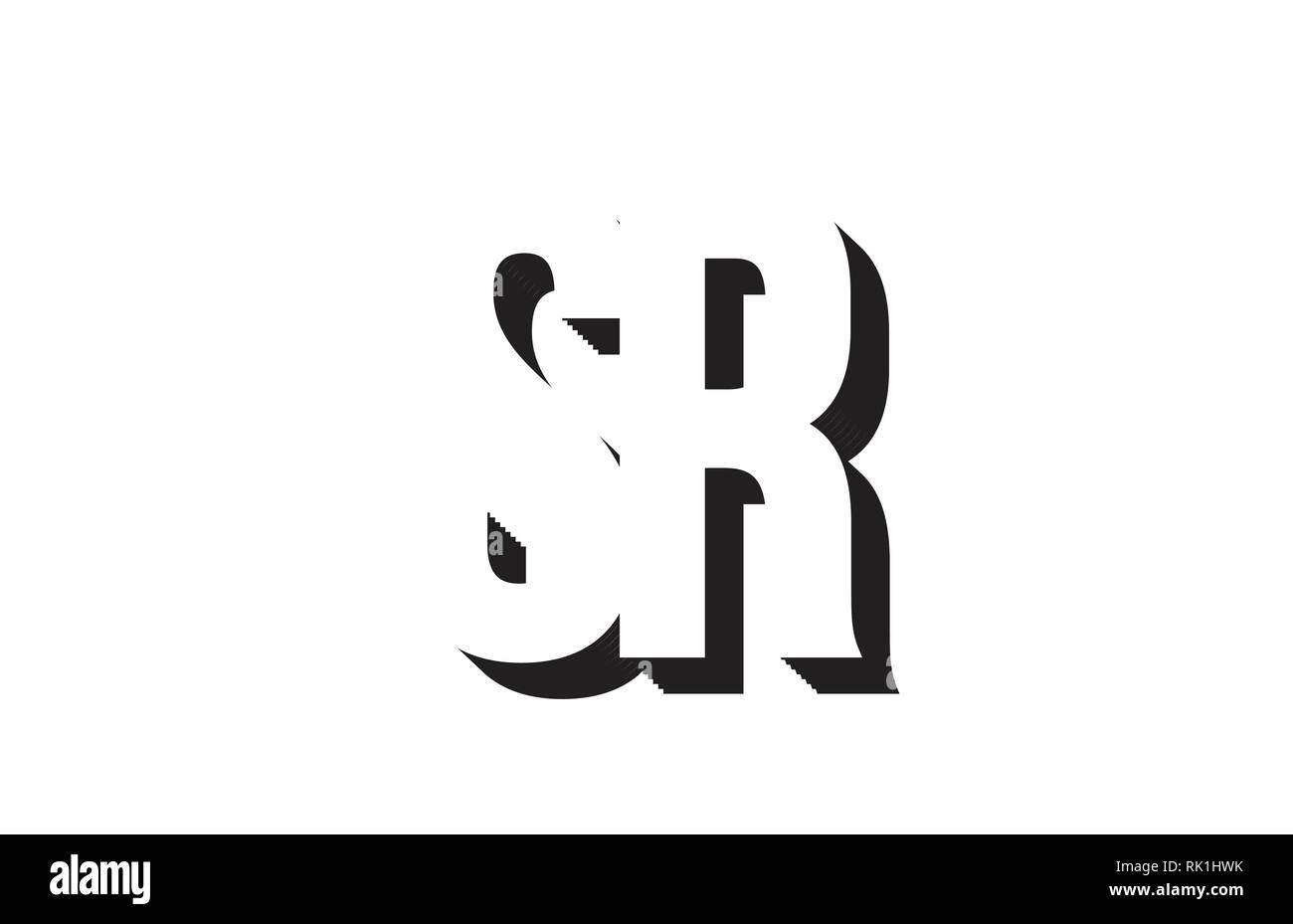 Black and white sr s r alphabet letter combination suitable as a logo ...