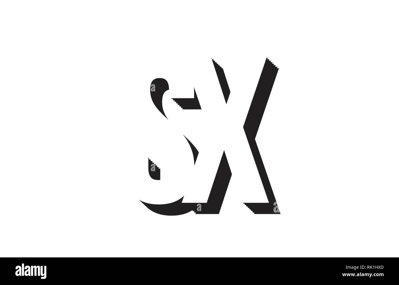 Black and white sx s x alphabet letter combination suitable as a logo ...