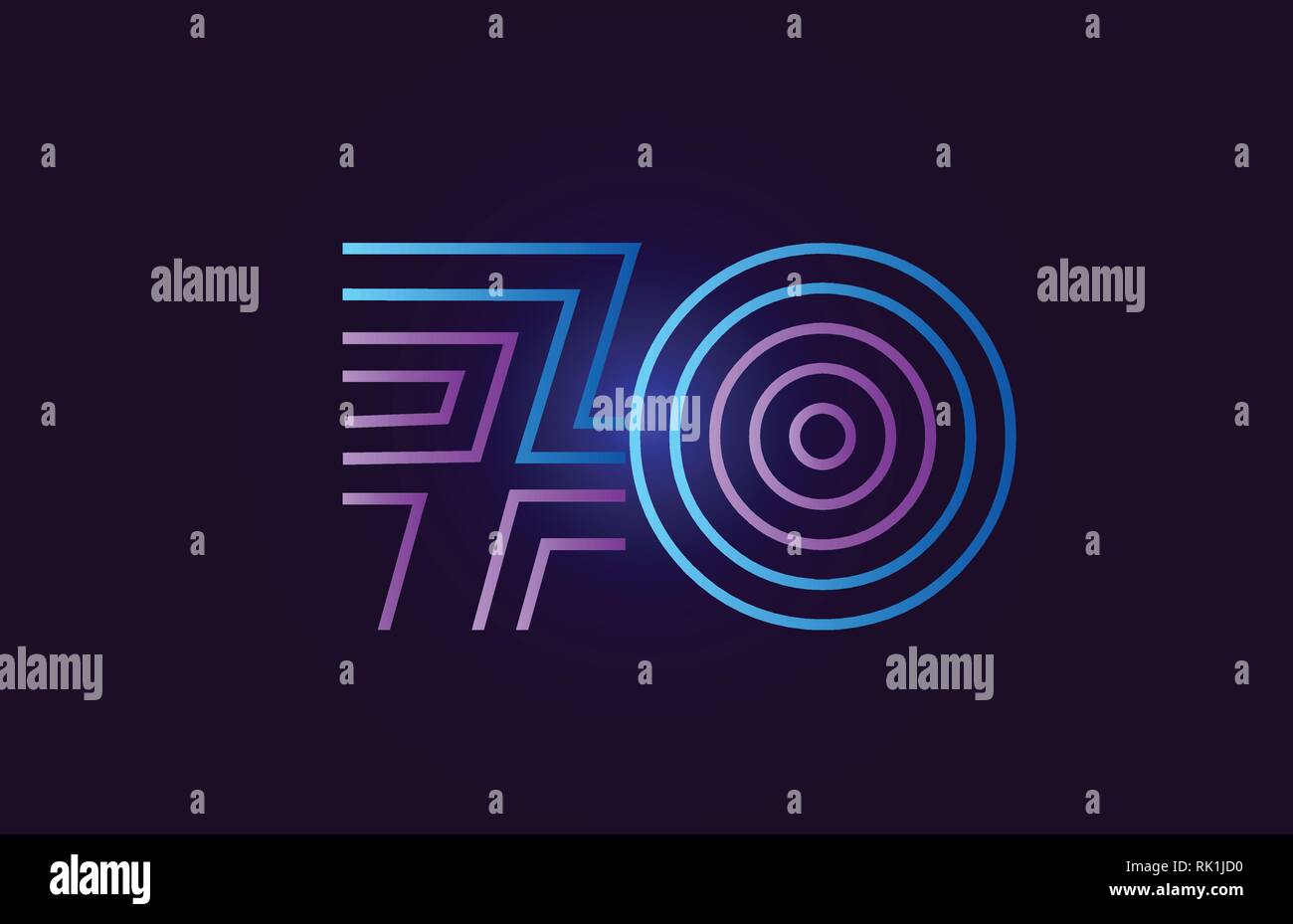 70 line blue pink number design with gradient color suitable as a logo ...