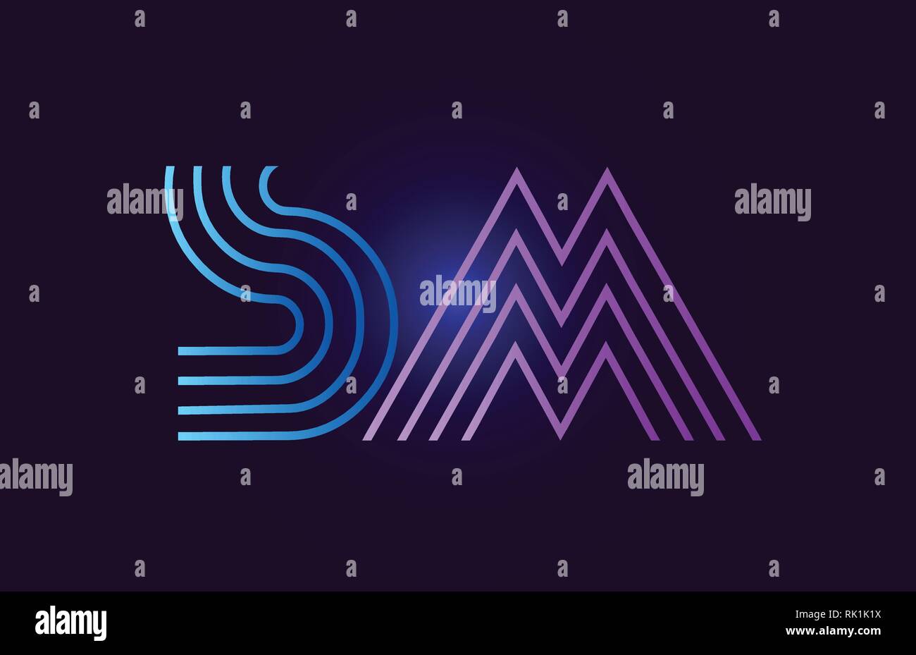 sm s m line blue pink design of alphabet letter combination with ...