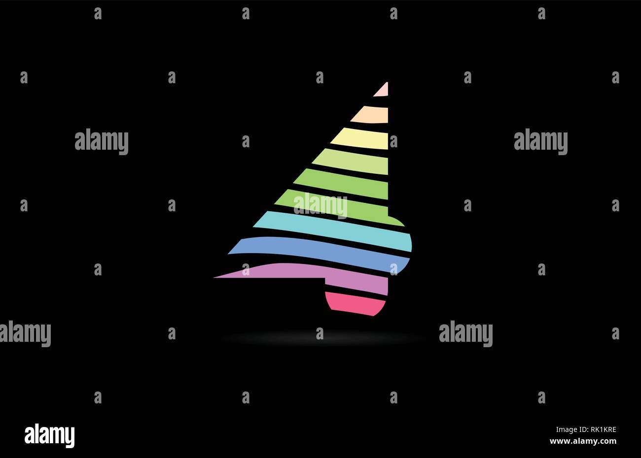 rainbow color design of number 4 four with lines stripe as a logo for a ...