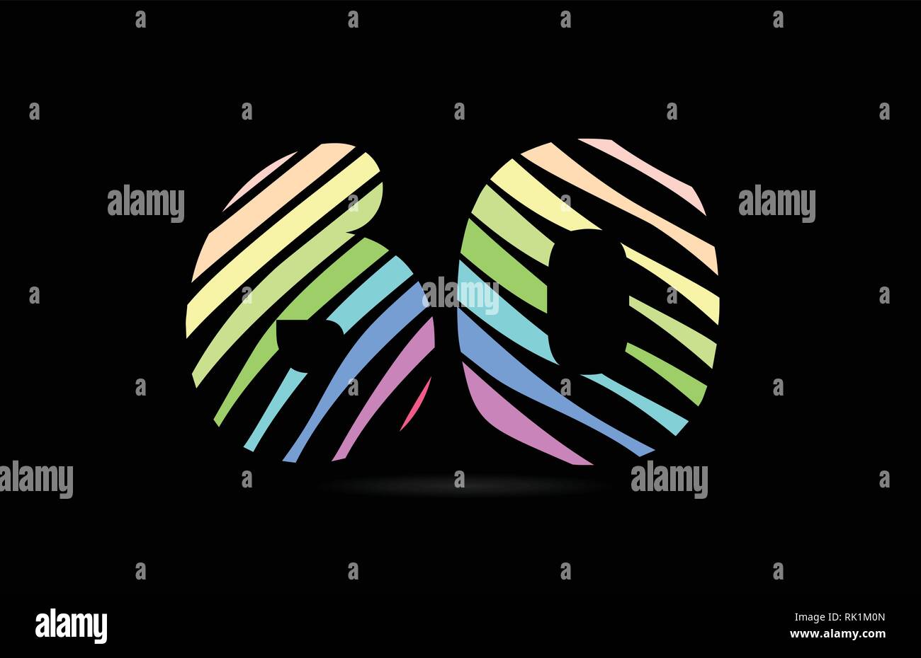 rainbow color design of number 60 sixty with lines stripe as a logo for ...