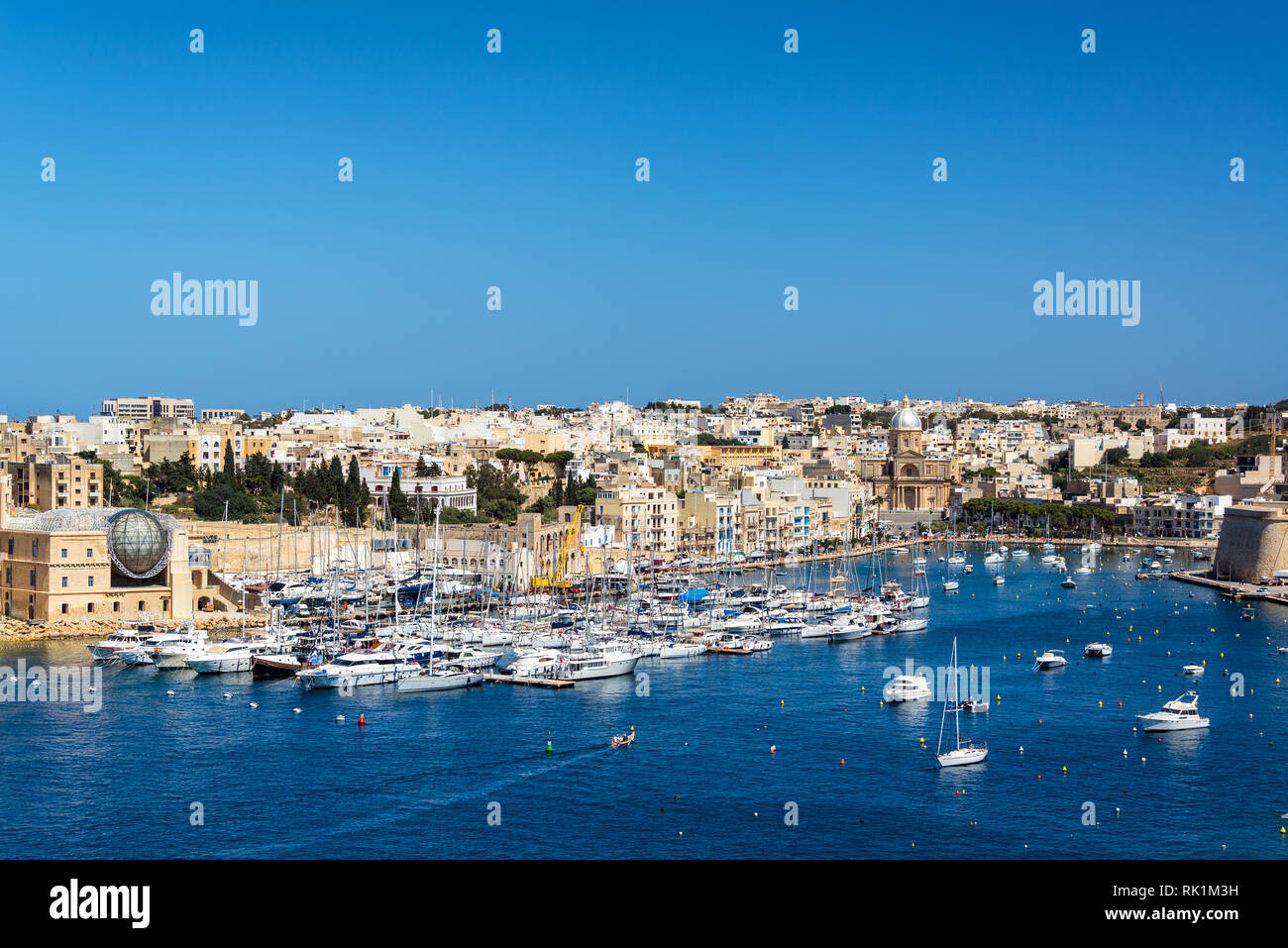 Cityscape view of Kalkara, Malta with the Kalkara Marina in the ...