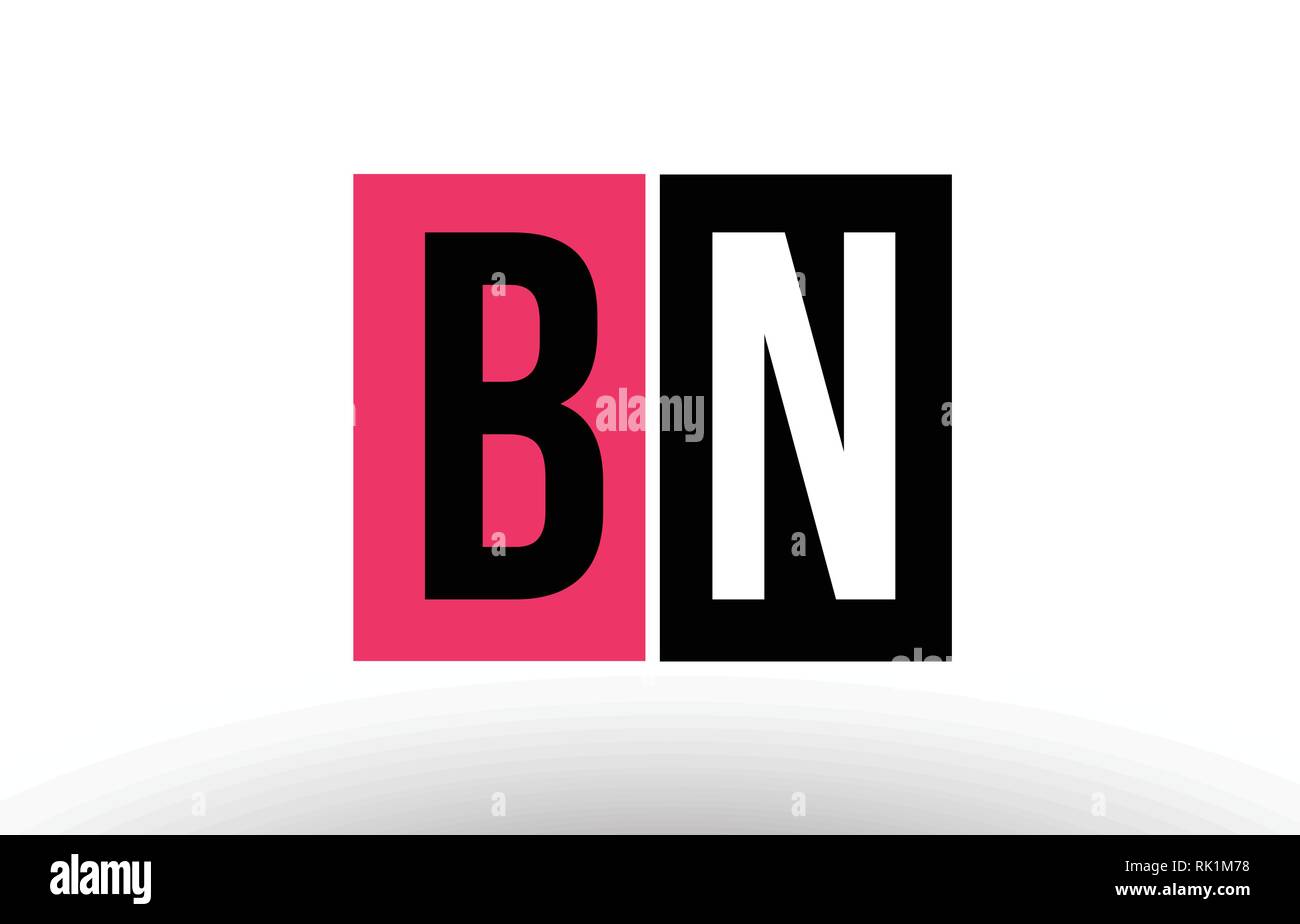 alphabet letter logo combination bn b n design with black pink white ...