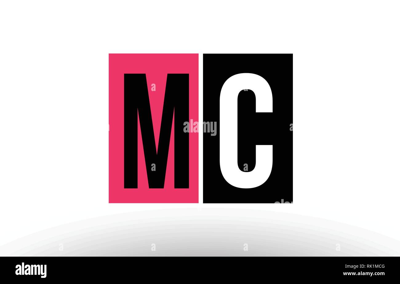 alphabet letter logo combination mc m c design with black pink white ...