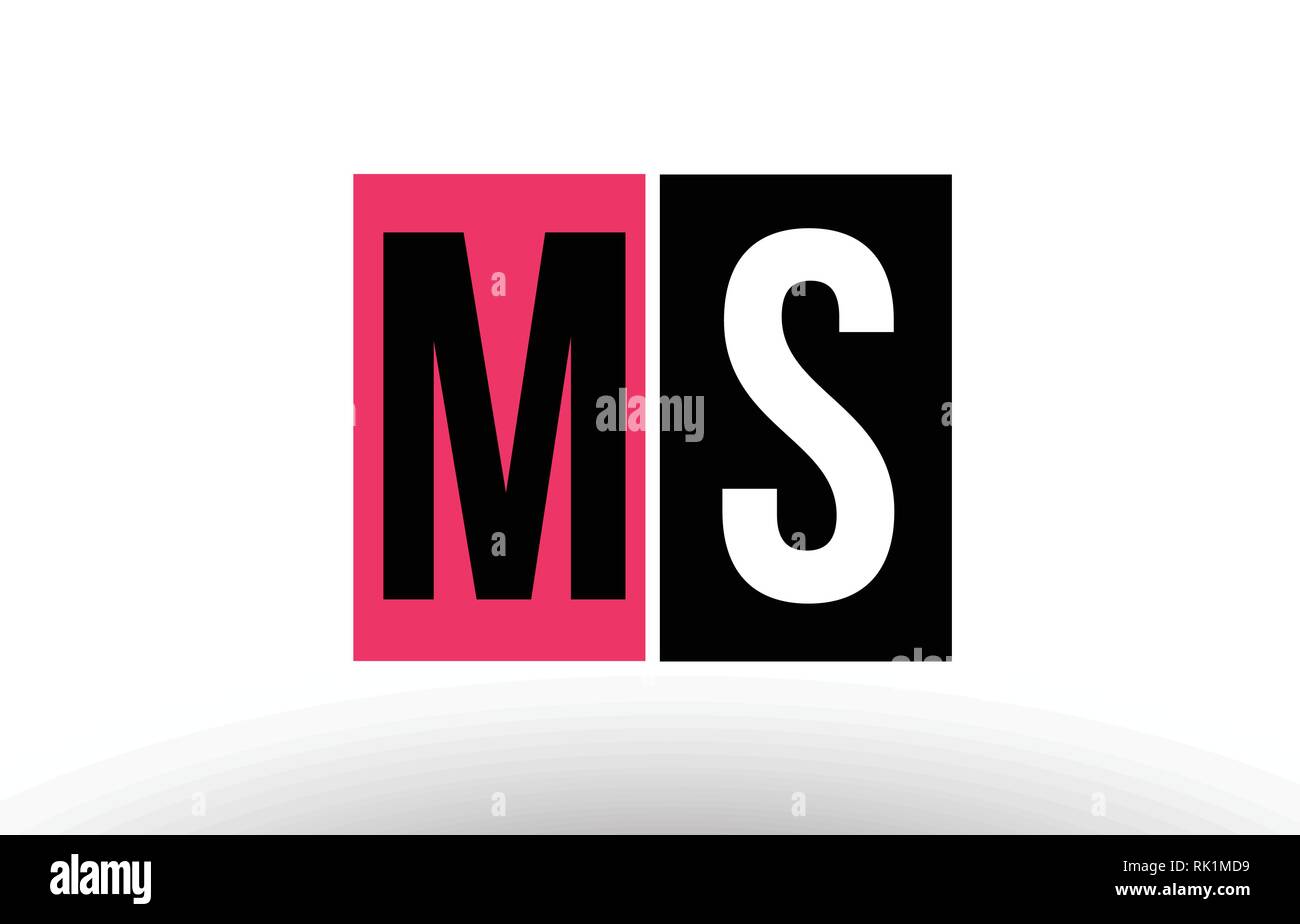 alphabet letter logo combination ms m s design with black pink white ...