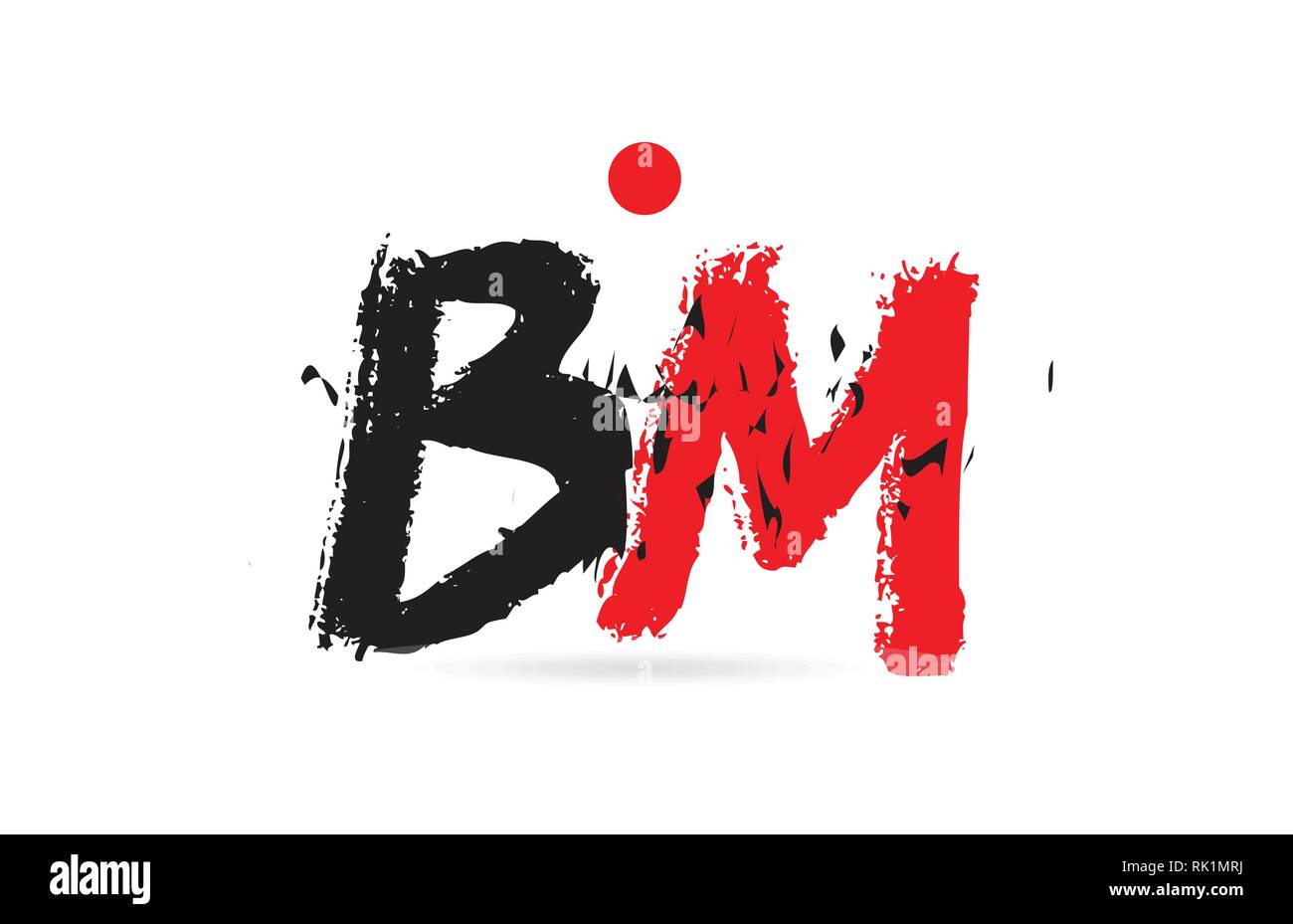 Design of alphabet letter combination BM B M with grunge texture and ...