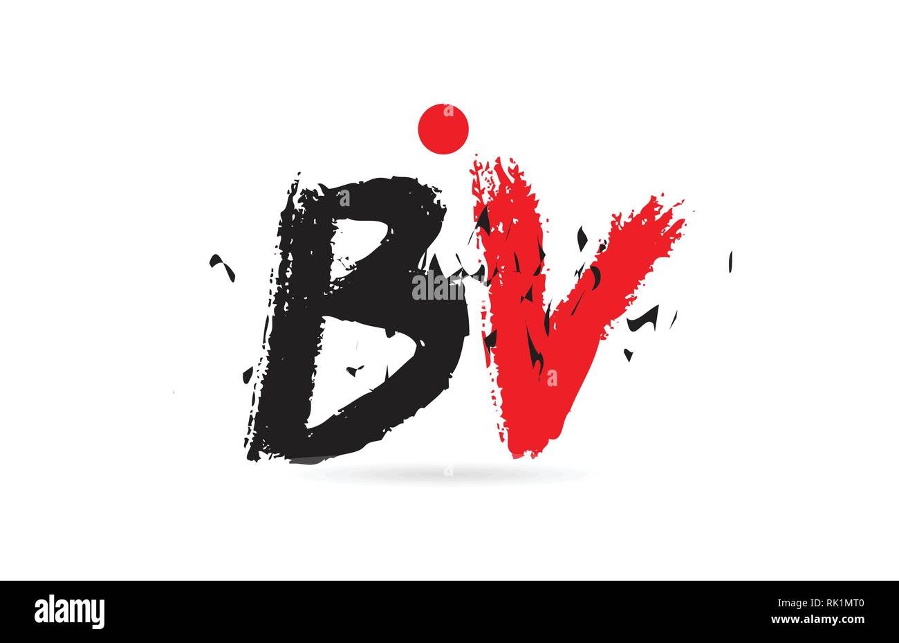 Design of alphabet letter combination BV B V with grunge texture and ...