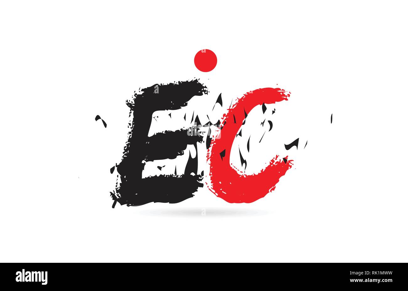 Design of alphabet letter combination EC E C with grunge texture and ...