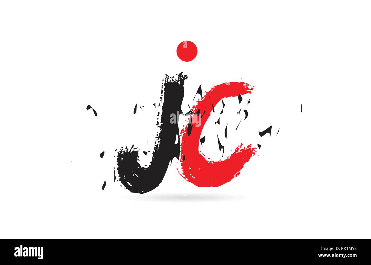 Design of alphabet letter combination JC J C with grunge texture and ...