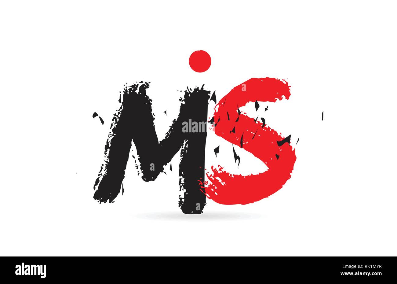 Design of alphabet letter combination MS M S with grunge texture and ...