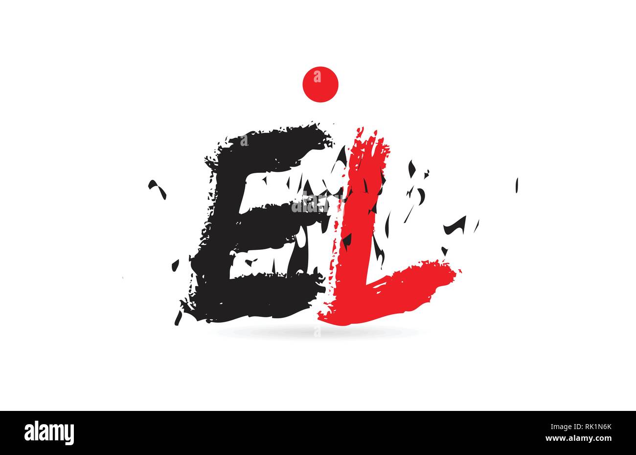 Design of alphabet letter combination EL E L with grunge texture and ...