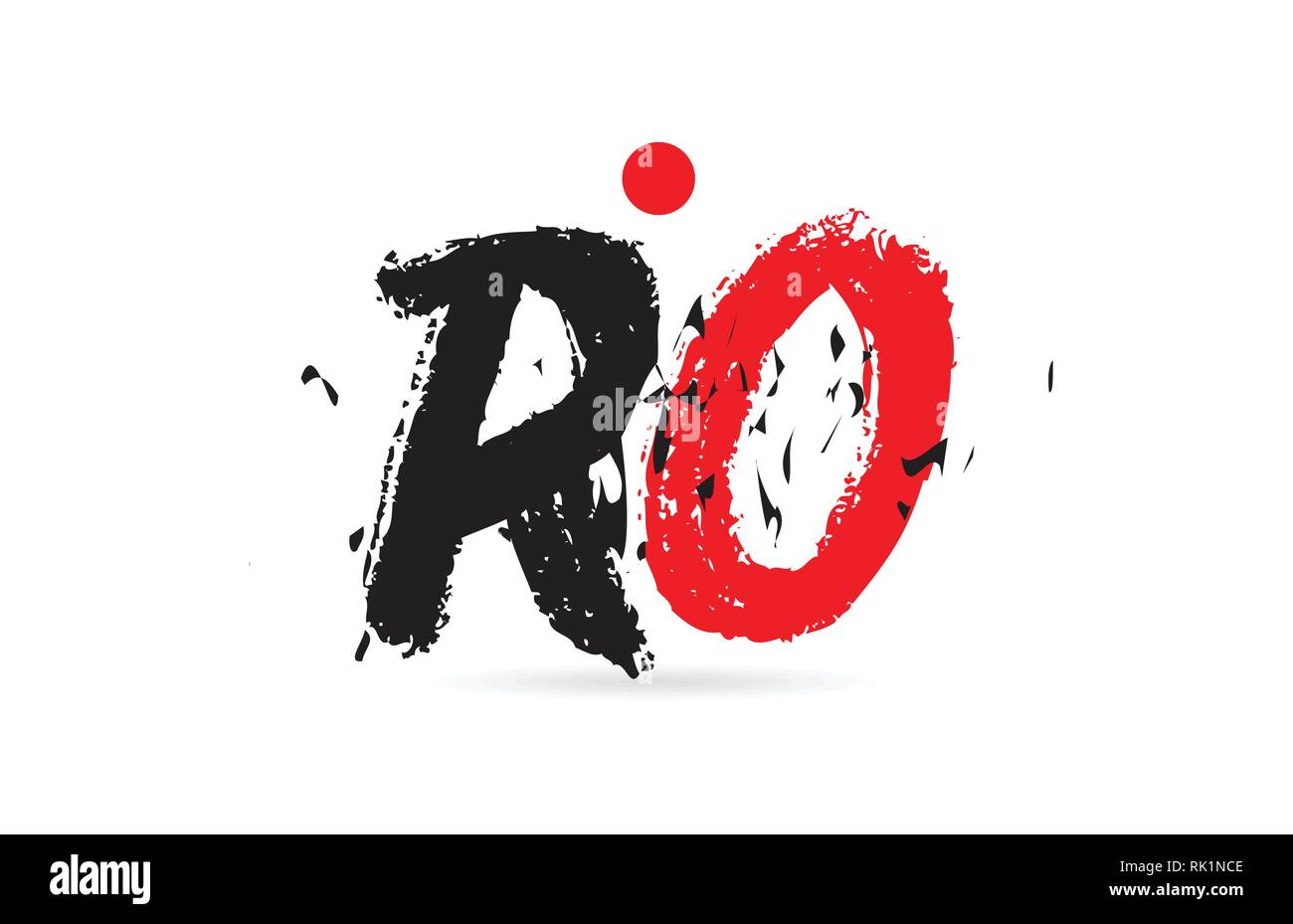 Design of alphabet letter combination RO R O with grunge texture and ...
