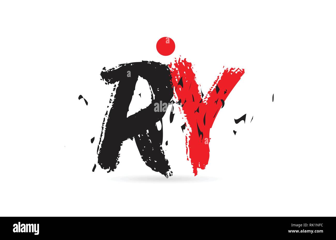 Design of alphabet letter combination RY R Y with grunge texture and ...