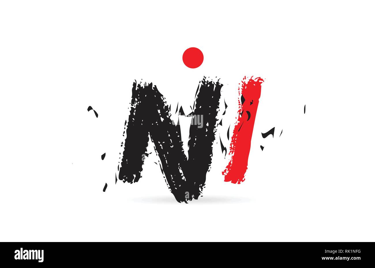Design of alphabet letter combination NI N I with grunge texture and ...