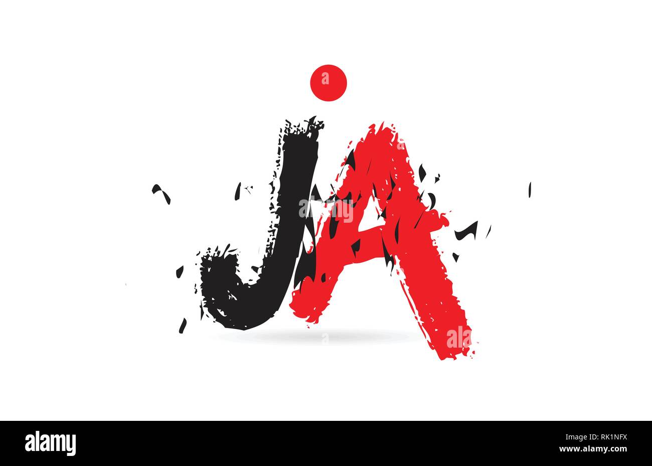 Design of alphabet letter combination JA J A with grunge texture and ...