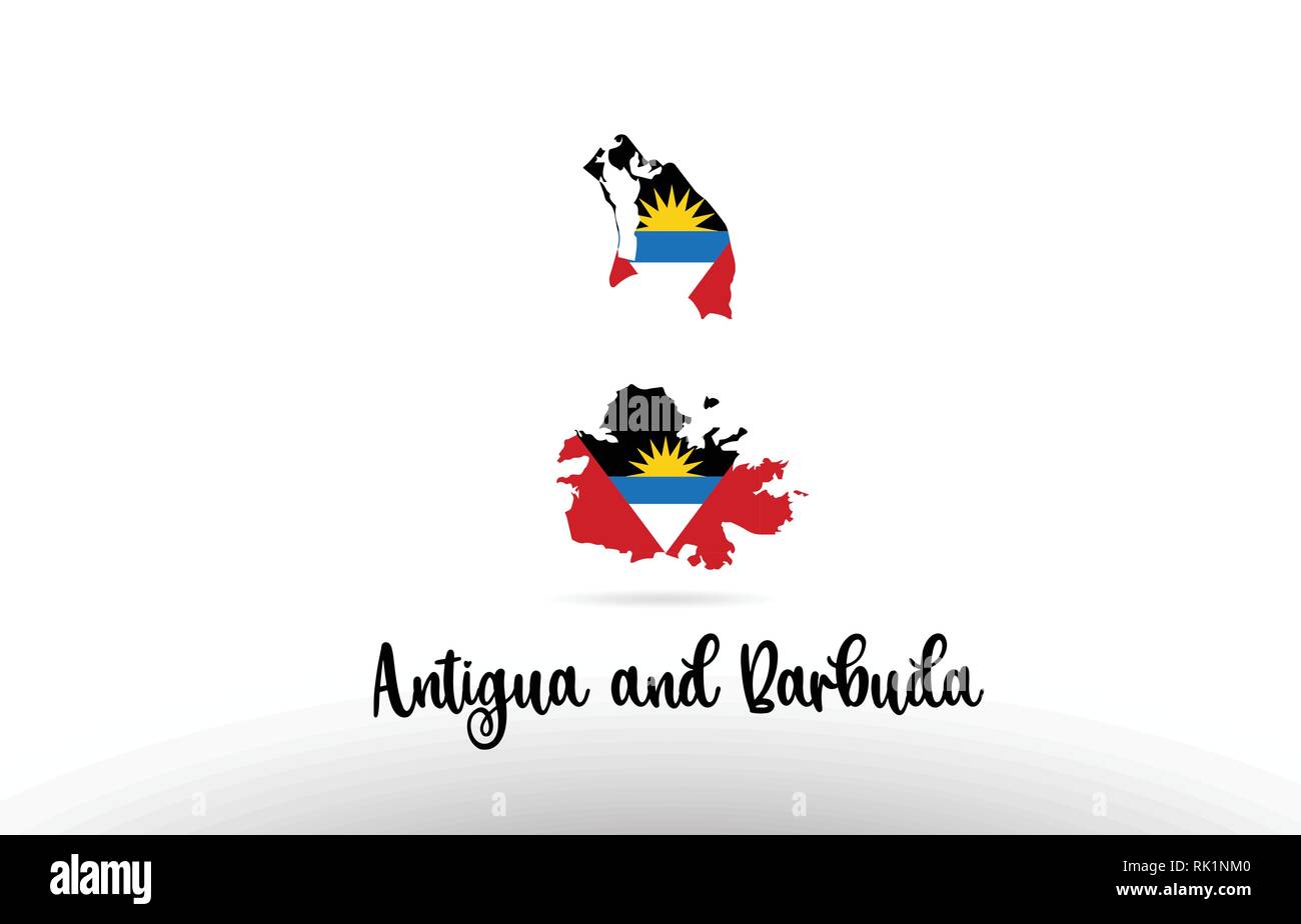 Antigua and Barbuda country flag inside country border map design ...