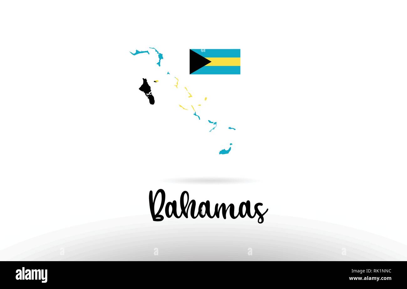 Bahamas country flag inside country border map design suitable for a ...