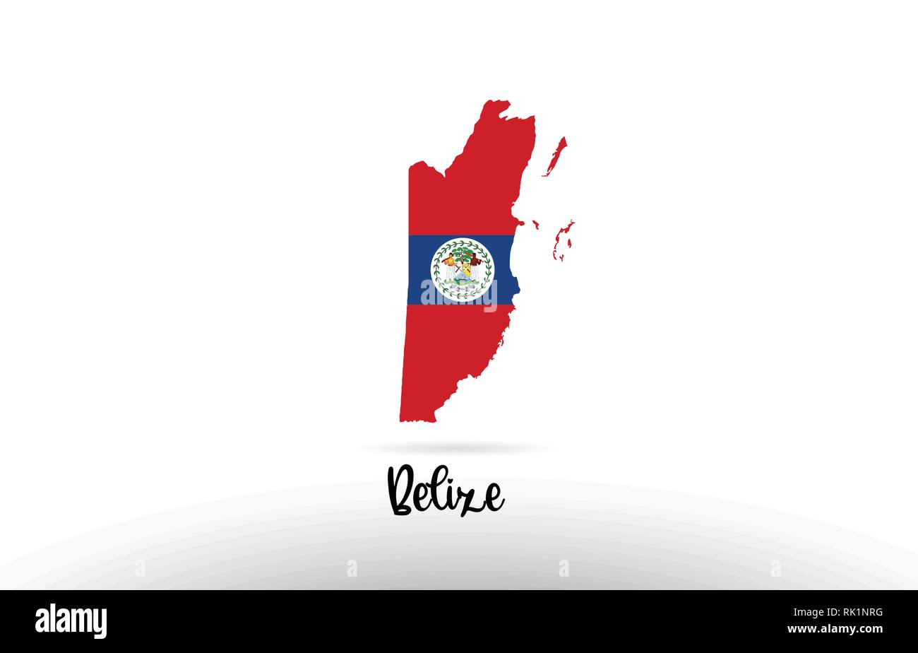 Belize country flag inside country border map design suitable for a ...