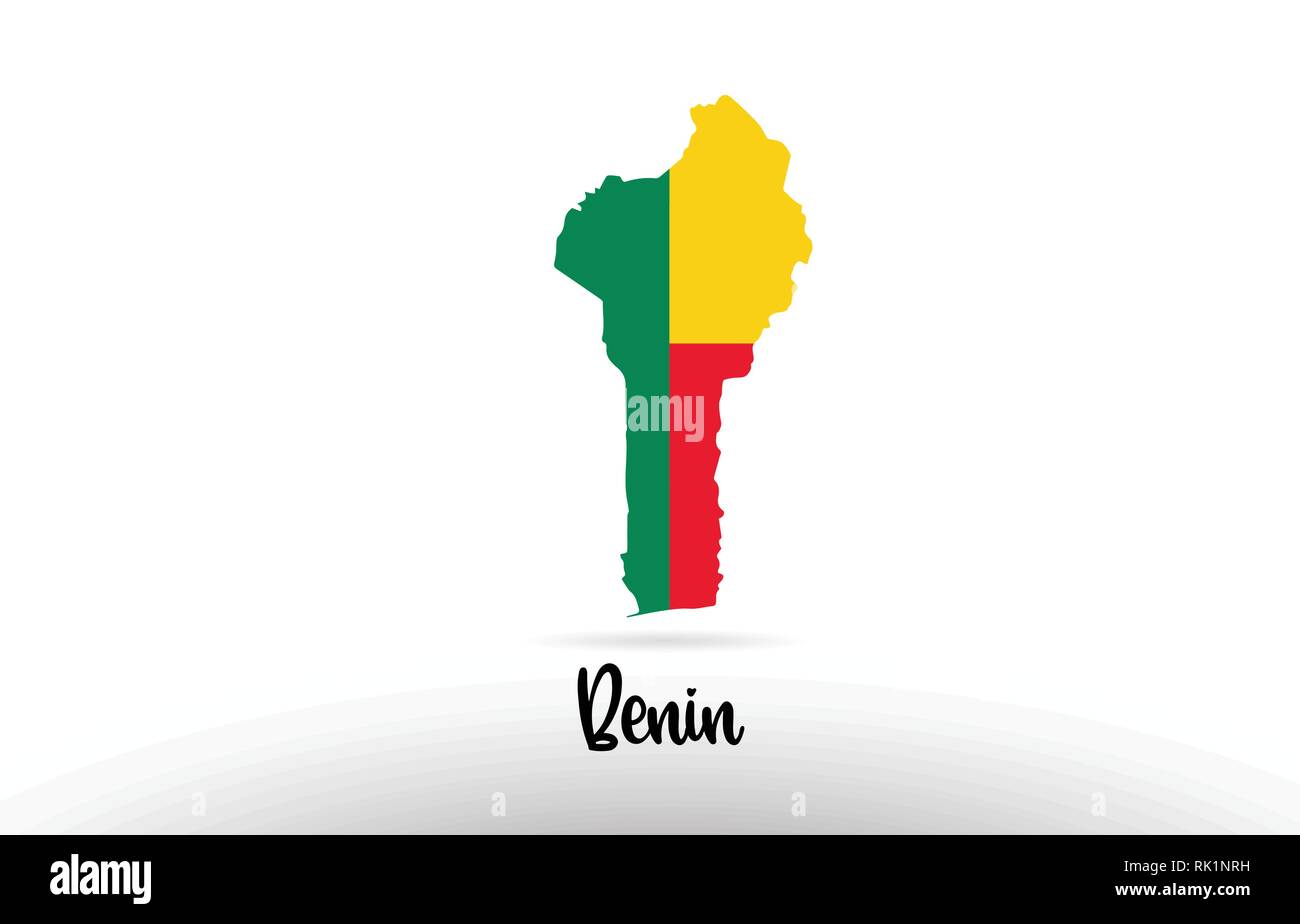 Benin country flag inside country border map design suitable for a logo ...