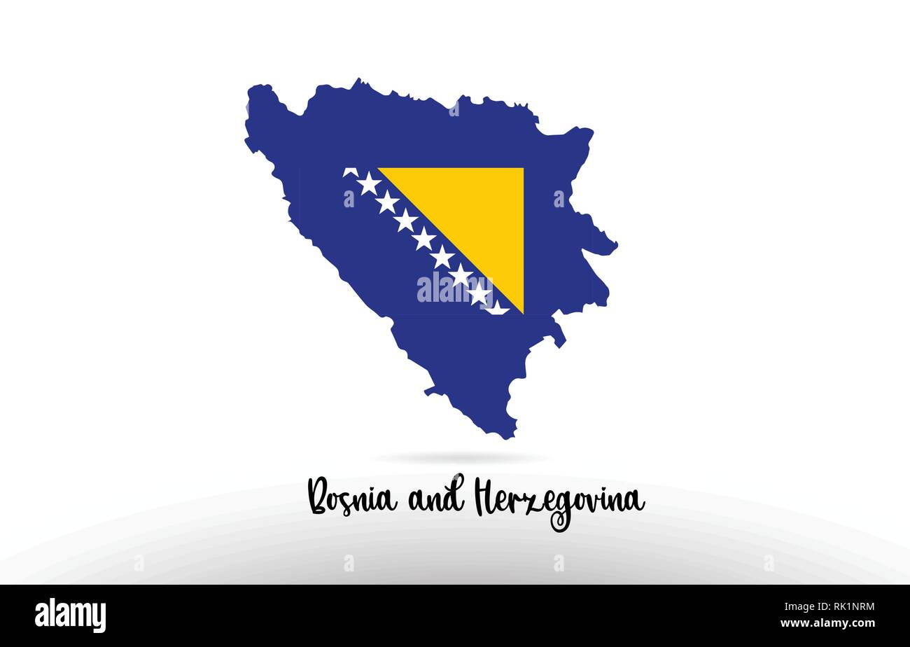 Bosnia and Herzegovina country flag inside country border map design ...