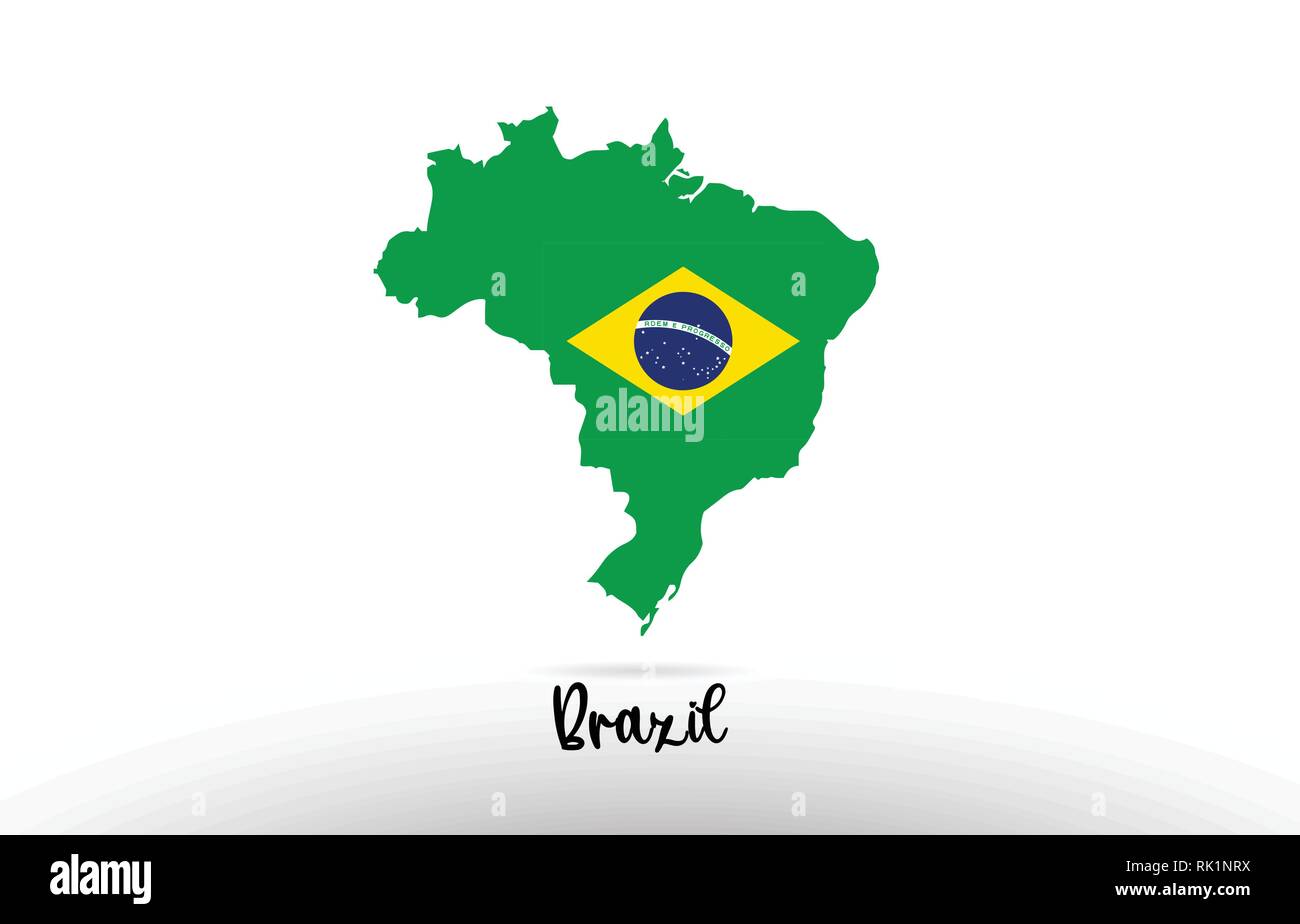 Brazil country flag inside country border map design suitable for a ...